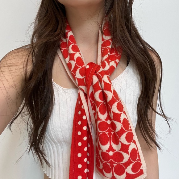 Coach | Accessories | Coach 0 Merino Wool Scarf In Reversible Red Cc ...